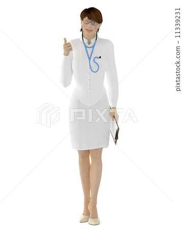 Women doctor whole body to wink - Stock Illustration [11339231] - PIXTA