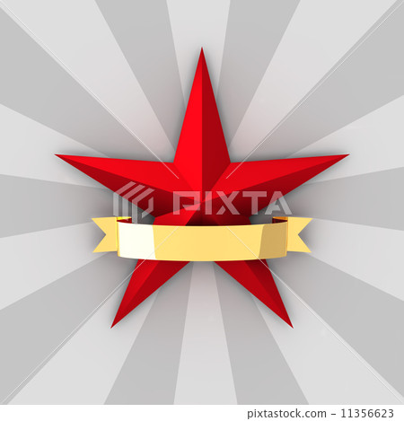 Red star and gold ribbon - Stock Illustration [11356623] - PIXTA