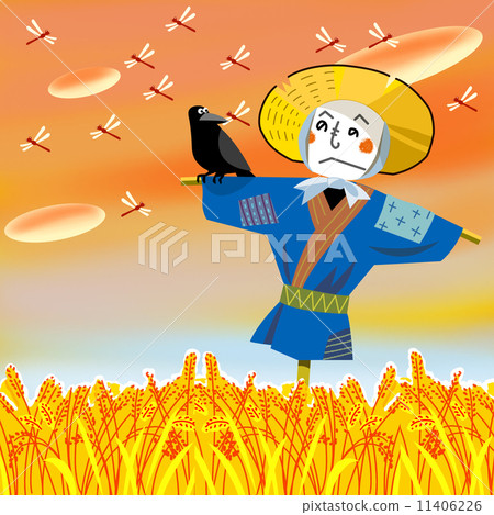 Scarecrow and red dragonfly - Stock Illustration [11406226] - PIXTA