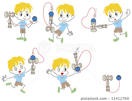 A boy playing with Kendama - Stock Illustration [11412769] - PIXTA