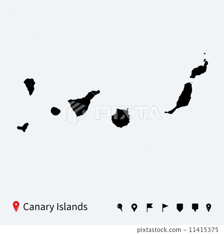 High detailed vector map of Canary Islands with...-插圖素材 [11415375 ...