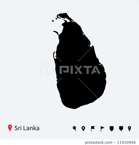 High detailed vector map of Sri Lanka with... - Stock Illustration ...