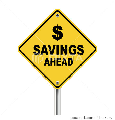 3d Illustration of savings ahead road sign - Stock Illustration ...