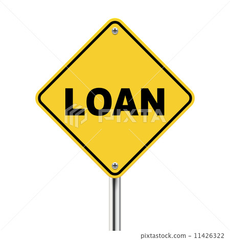 3d illustration of yellow roadsign of loan - Stock Illustration ...