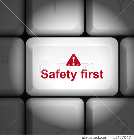 safety first concept with computer keyboard - Stock Illustration ...