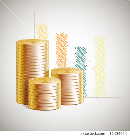 Stack of gold coins, graphics hand-drawn - Stock Illustration [11434624 ...