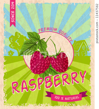 Raspberry retro poster - Stock Illustration [11437582] - PIXTA