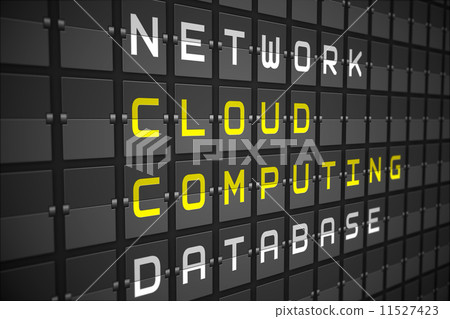 Cloud computing buzzwords on black mechanical... - Stock Illustration ...