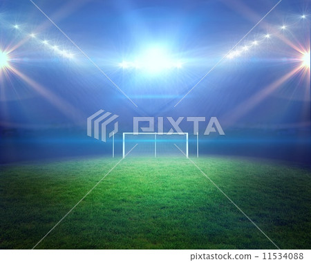 Football pitch with lights and goalpost - Stock Illustration [11534088 ...