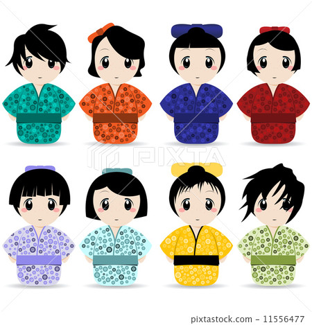 Cartoon Maiko Set - Stock Illustration [11556477] - PIXTA