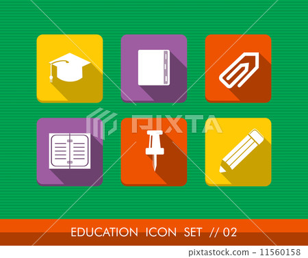 Education colorful flat icons set collection - Stock Illustration ...