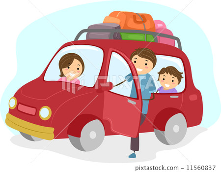 Stickman Family Traveling in a Car - Stock Illustration [11560837] - PIXTA