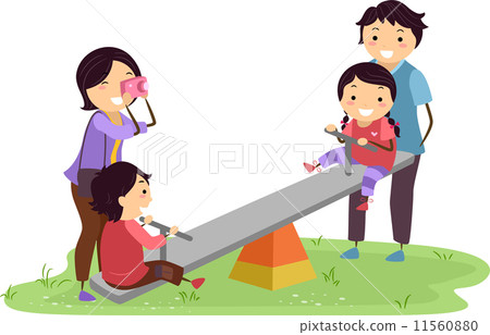 Stickman Family in the Playground - Stock Illustration [11560880] - PIXTA