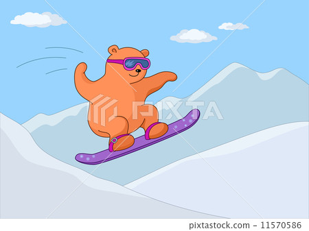 Teddy bear on a snowboard - Stock Illustration [11570586] - PIXTA