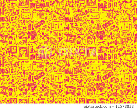 seamless doodle media pattern - Stock Illustration [11578838] - PIXTA