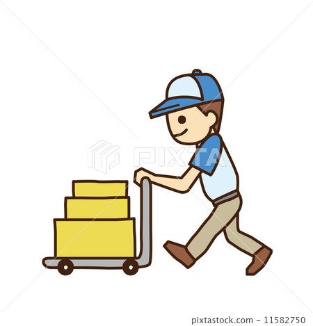 Delivery Person Carrying Cart - Stock Illustration [11582750] - PIXTA