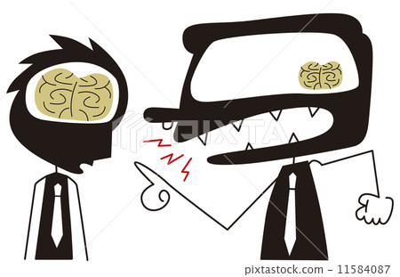 A big brain man who gets mad at a small brain man - Stock Illustration ...