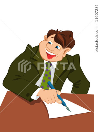 Retro hipster man writing letter - Stock Illustration [11607285] - PIXTA