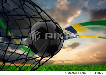 Composite image of football in back of the net - Stock Illustration ...
