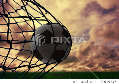 Composite image of football in back of the net - Stock Illustration ...