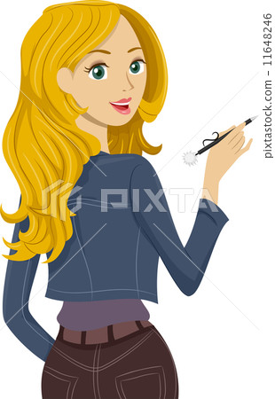 Back View Girl Writing - Stock Illustration [11648246] - PIXTA
