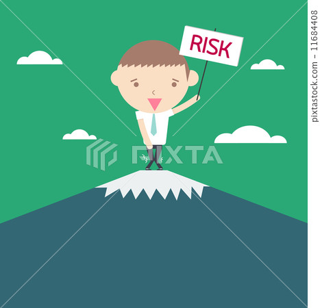 Risk business concept. Cartoon drawing on green... - Stock Illustration ...