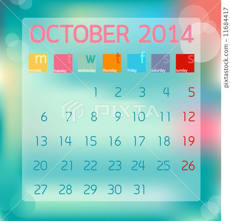 Calendar October 2014, Flat style background,... - Stock Illustration ...