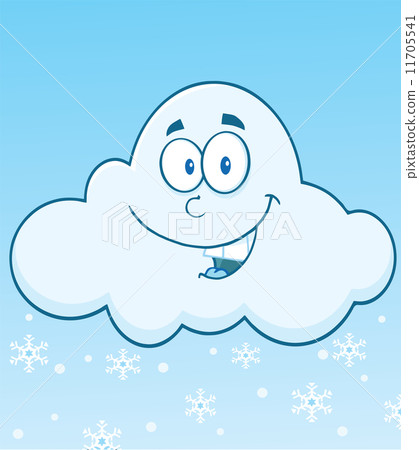 Smiling Cloud With Snowflakes Cartoon Character - Stock Illustration ...