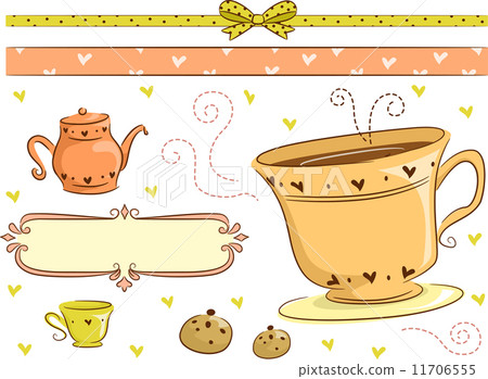 Tea Time Border - Stock Illustration [11706555] - PIXTA
