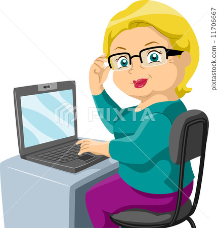 Senior Using a Computer - Stock Illustration [11706667] - PIXTA