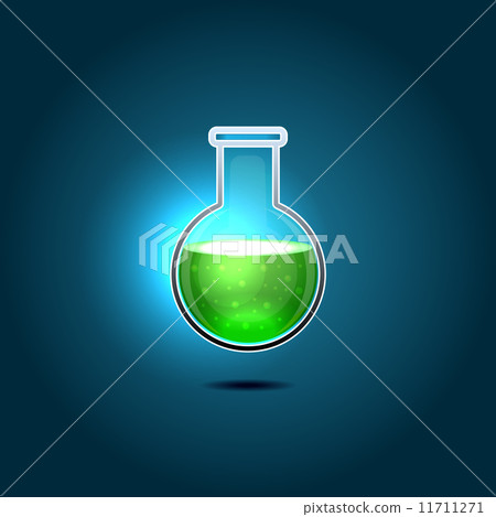 Glass Chemical Flask with Green Toxic Liquid.... - Stock Illustration ...