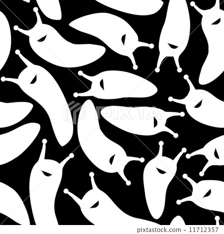 Seamless white slugs pattern on black background-插圖素材 [11712357] - PIXTA圖庫