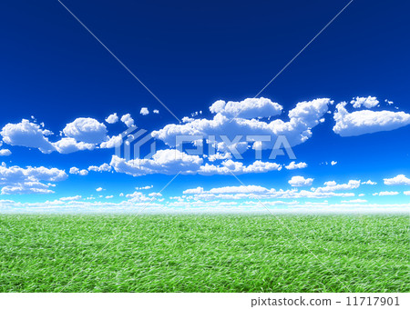 Blue sky and prairie - Stock Illustration [11717901] - PIXTA