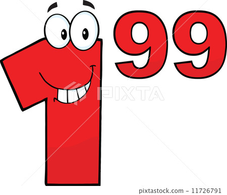 Price Tag Red Number 1.99 Cartoon Character - Stock Illustration ...