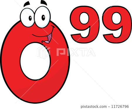 Price Tag Red Number 0.99 Cartoon Character - Stock Illustration ...