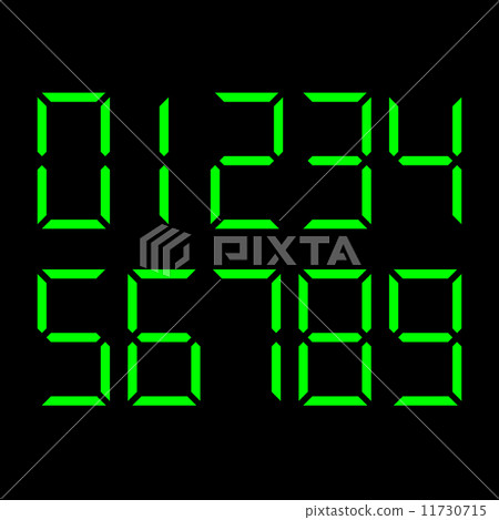 vector set of digital green numbers on black... - Stock Illustration ...