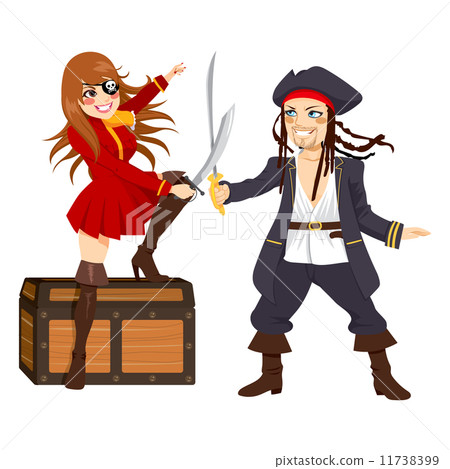 Brave Pirates Fighting Over Treasure - Stock Illustration [11738399 ...