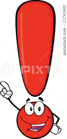 Red Exclamation Mark Cartoon Character Pointing... - Stock Illustration ...