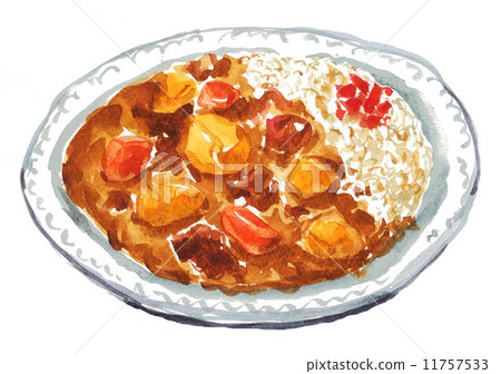 curry and rice, watercolour, watercolors - Stock Illustration [11757533 ...