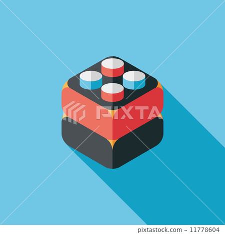 bricks toy flat icon with long shadow,eps10 - Stock Illustration ...