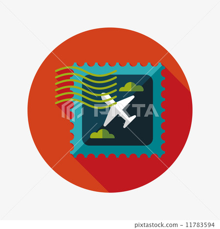 Aircraft stamp flat icon with long shadow - Stock Illustration ...