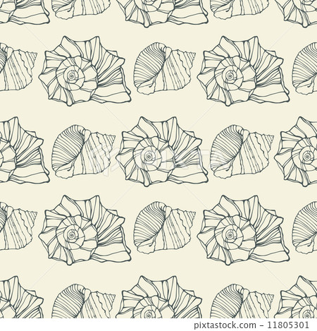 Seamless pattern with decorative shells - Stock Illustration [11805301 ...