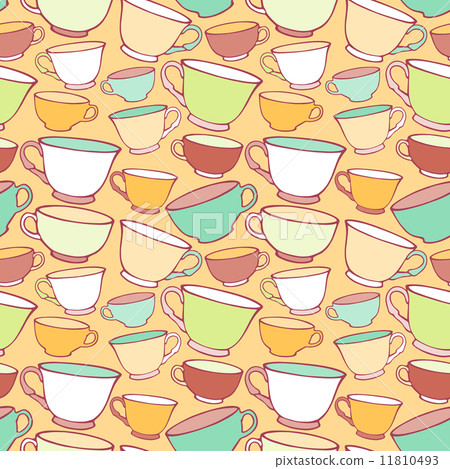 Seamless pattern with decorative cups - Stock Illustration [11810493 ...
