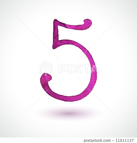 Hand-drawn watercolor number 5 isolated on white - Stock Illustration ...