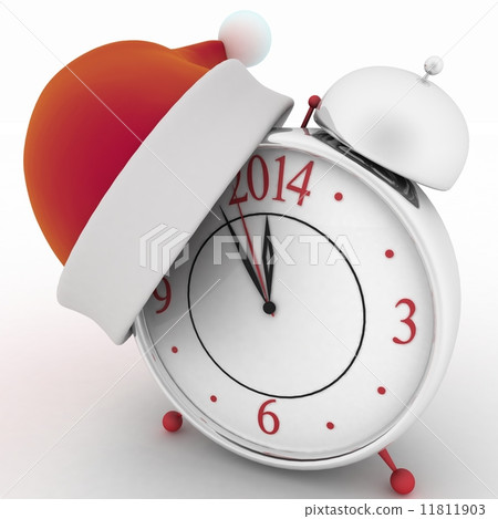 Alarm clock with christmas santa hat - Stock Illustration [11811903 ...