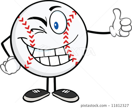 Winking Baseball Ball Cartoon Mascot Character...-插圖素材 [11812327] - PIXTA圖庫