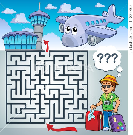 Maze 3 with travel thematics - Stock Illustration [11822462] - PIXTA