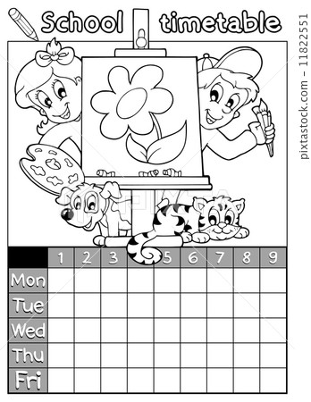 Coloring book timetable topic 1 - Stock Illustration [11822551] - PIXTA