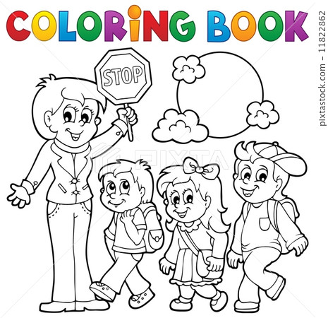 Coloring book school kids theme 1 - Stock Illustration [11822862] - PIXTA