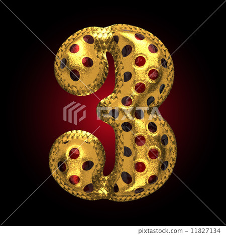 vector golden and red letter 3 - Stock Illustration [11827134] - PIXTA